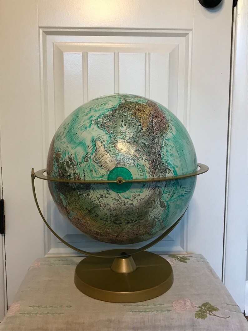 Vintage Blue Globe, Replogle World Ocean Globe, 12 Inch Globe | World ...