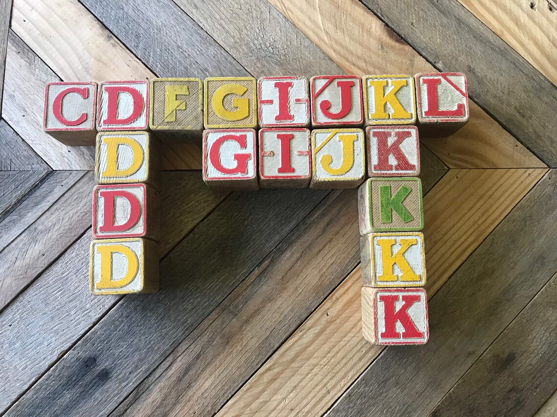 Vintage blocks 18 block set children vintage blocks nursery | Etsy