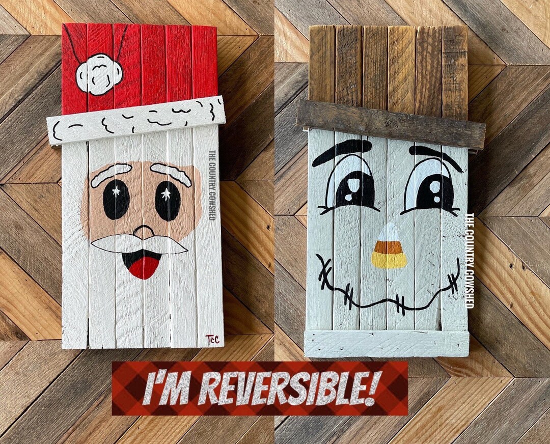 Santa Yard Art, Fall Yard Art, Reversible Christmas Fall Decor, Santa ...
