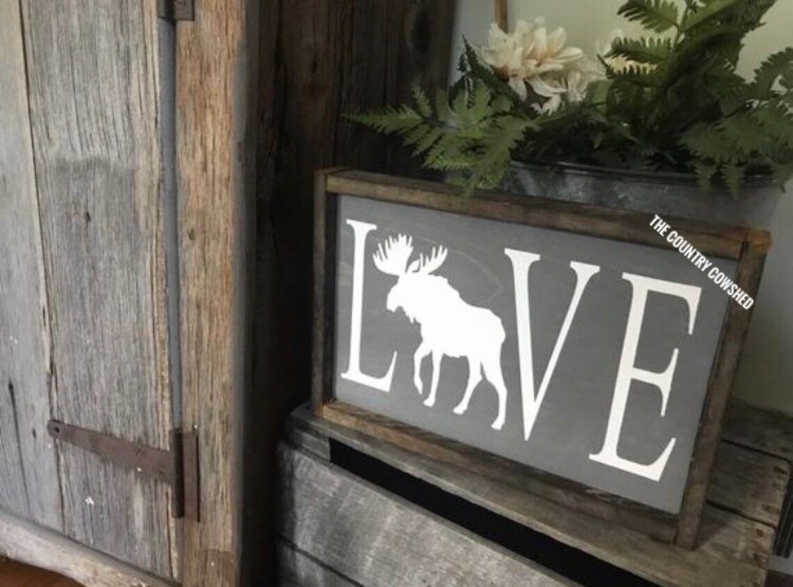 Love Moose Sign Wooden Moose Sign Moose Racing Farmhouse | Etsy