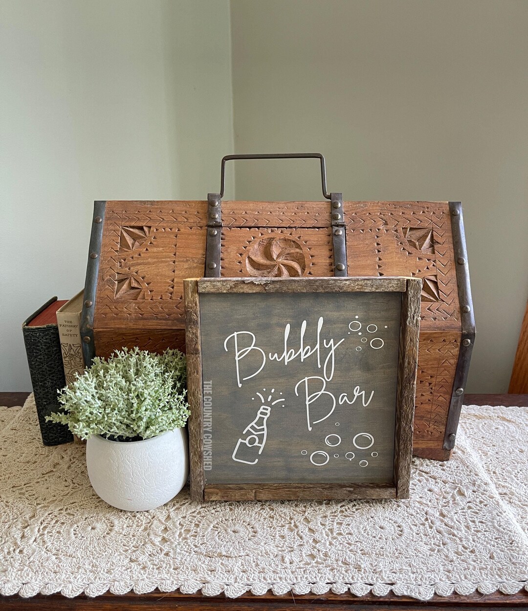 Bubbly Bar Sign, Bar Sign, Rustic Wooden Sign, Funny Kitchen Pun Sign ...