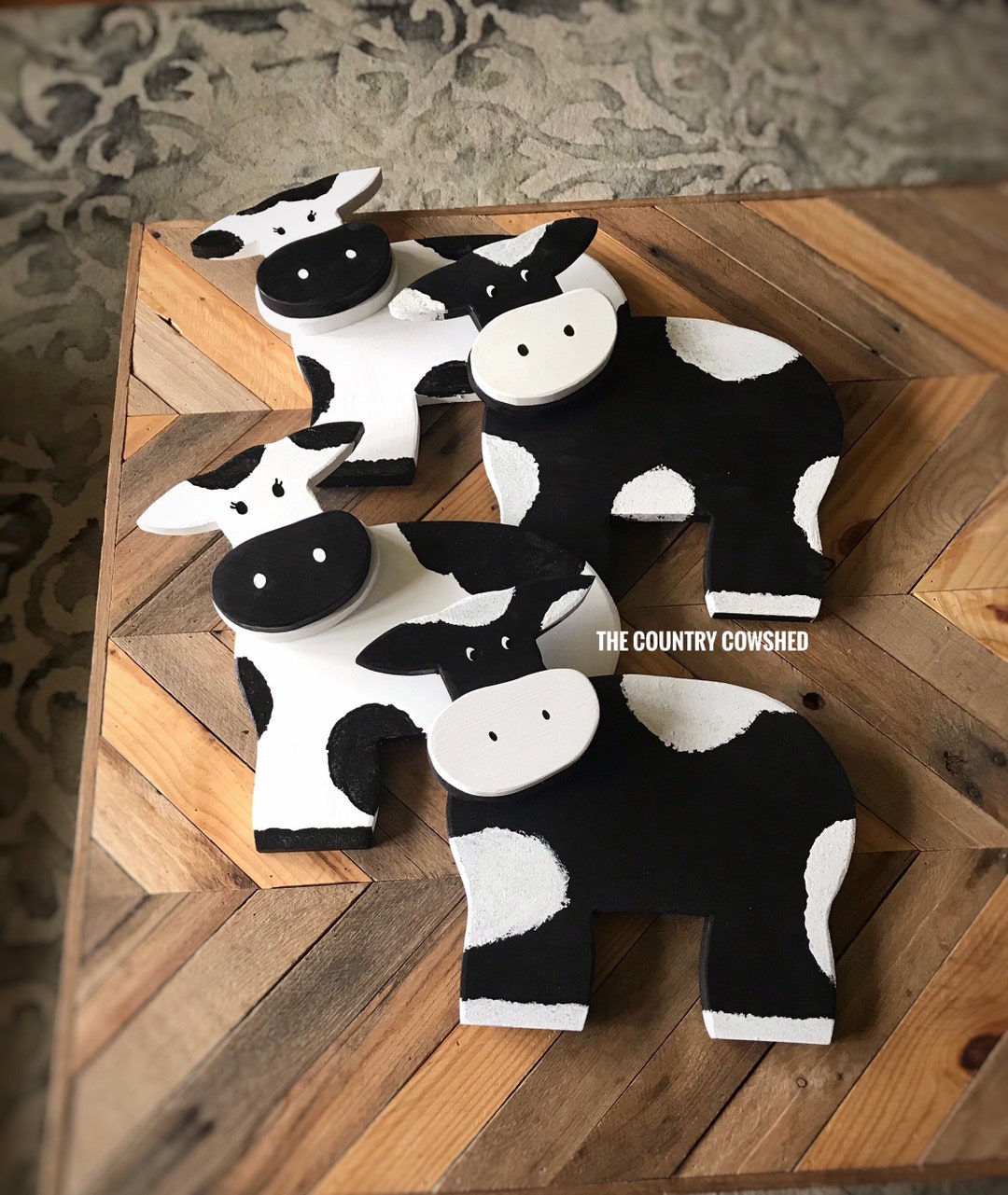 Large Cow Yard Stake, Spring Yard Stakes, Wood Stakes, Cow Outdoor ...