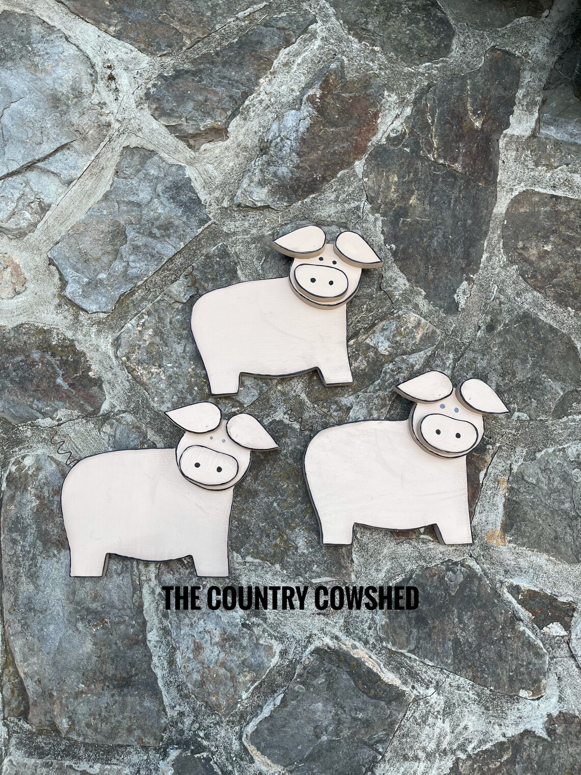 Set of 3 Pig Yard Stakes Spring Yard Stakes Wood Stakes Pig | Etsy