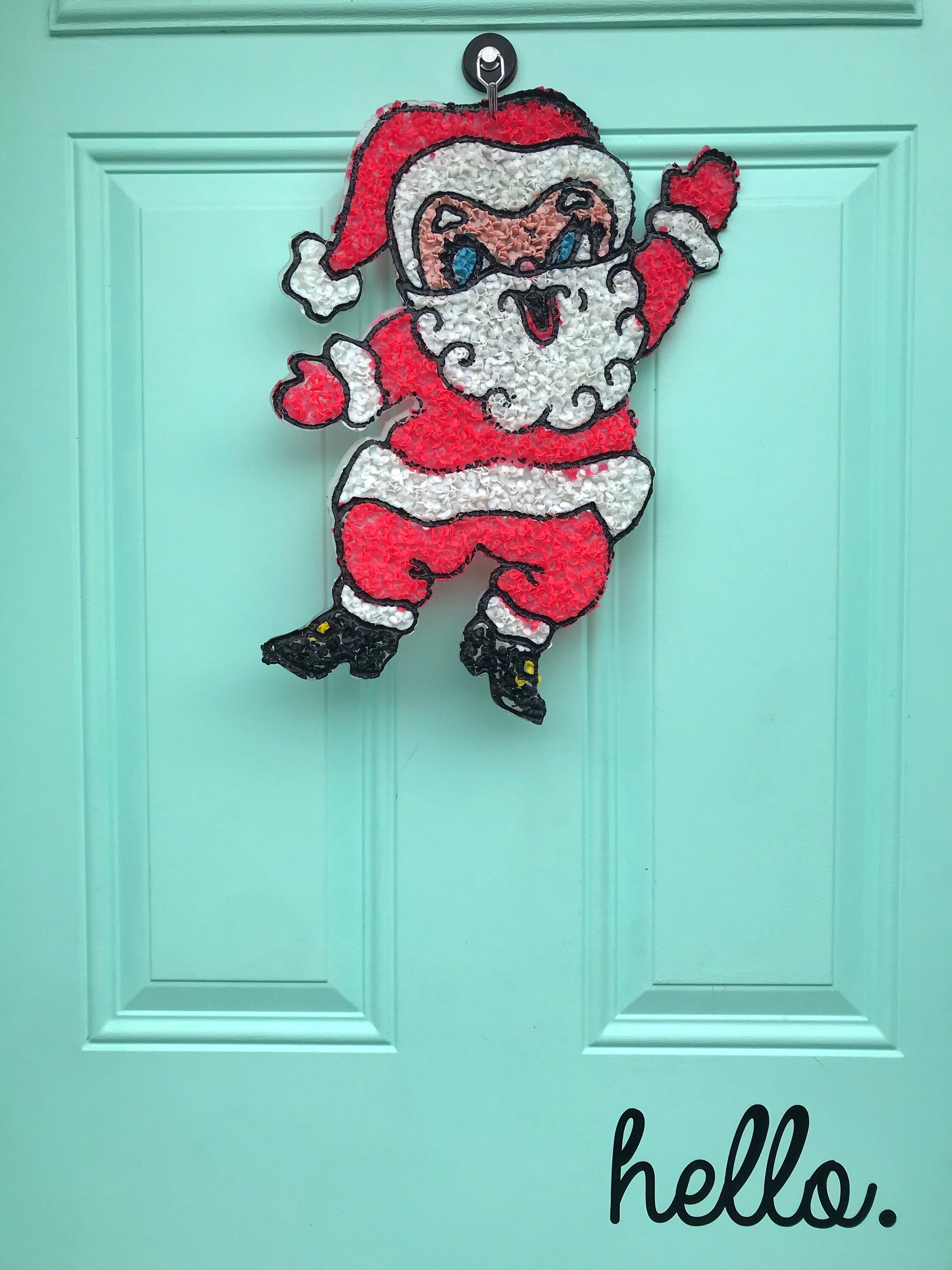 Small Vintage Santa Popcorn, Vintage Door Decorations, Popcorn Santa ...