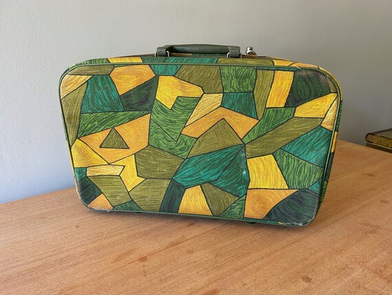 Vintage Abstract Luggage, Multicolored Travel Case, R… - Gem