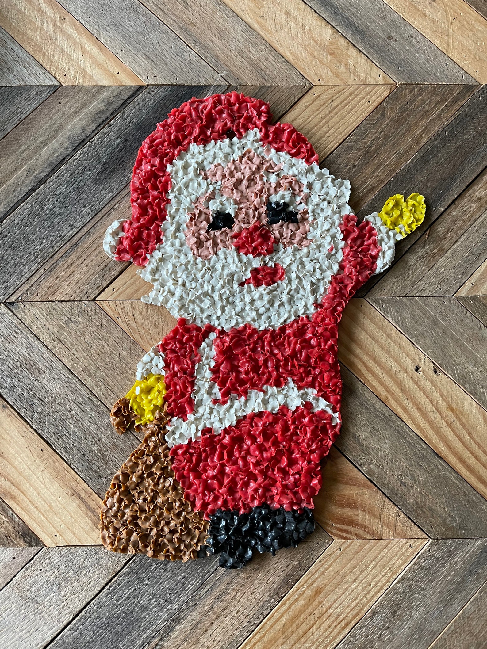 Santa Door Decoration, Melted Plastic Popcorn Wall, Vintage Door ...