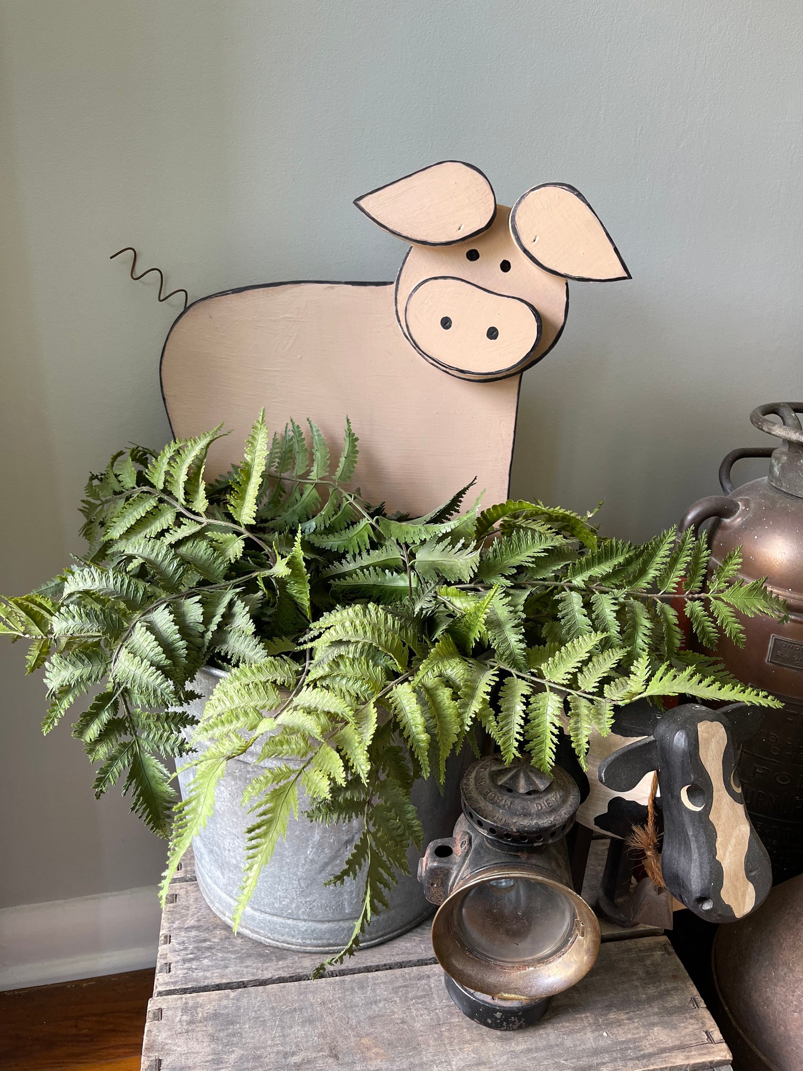 Set of 3 Pig Yard Stakes Spring Yard Stakes Wood Stakes Pig - Etsy