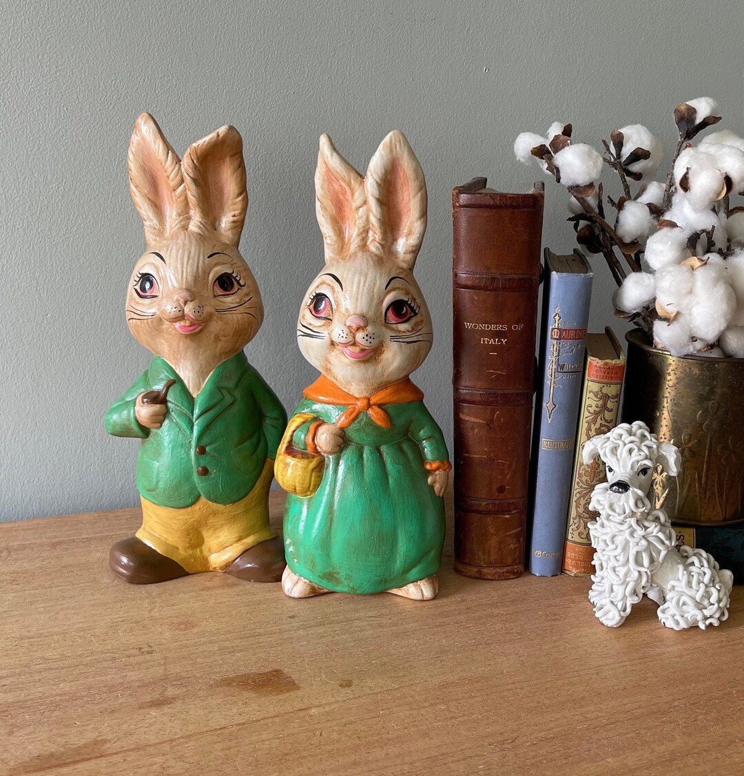 Vintage Ceramic Bunny, Set of Two Ceramic Bunnies, Vintage Rabbit ...