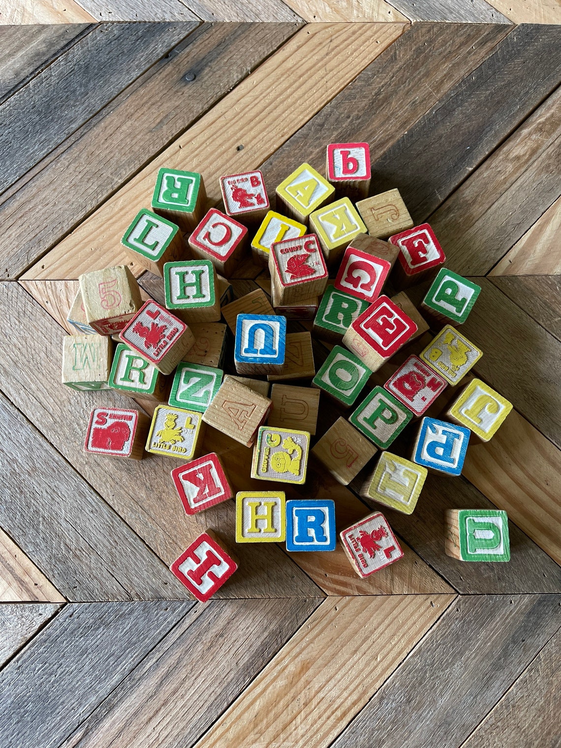 Vintage Blocks Wood Blocks Children Vintage Blocks Nursery - Etsy