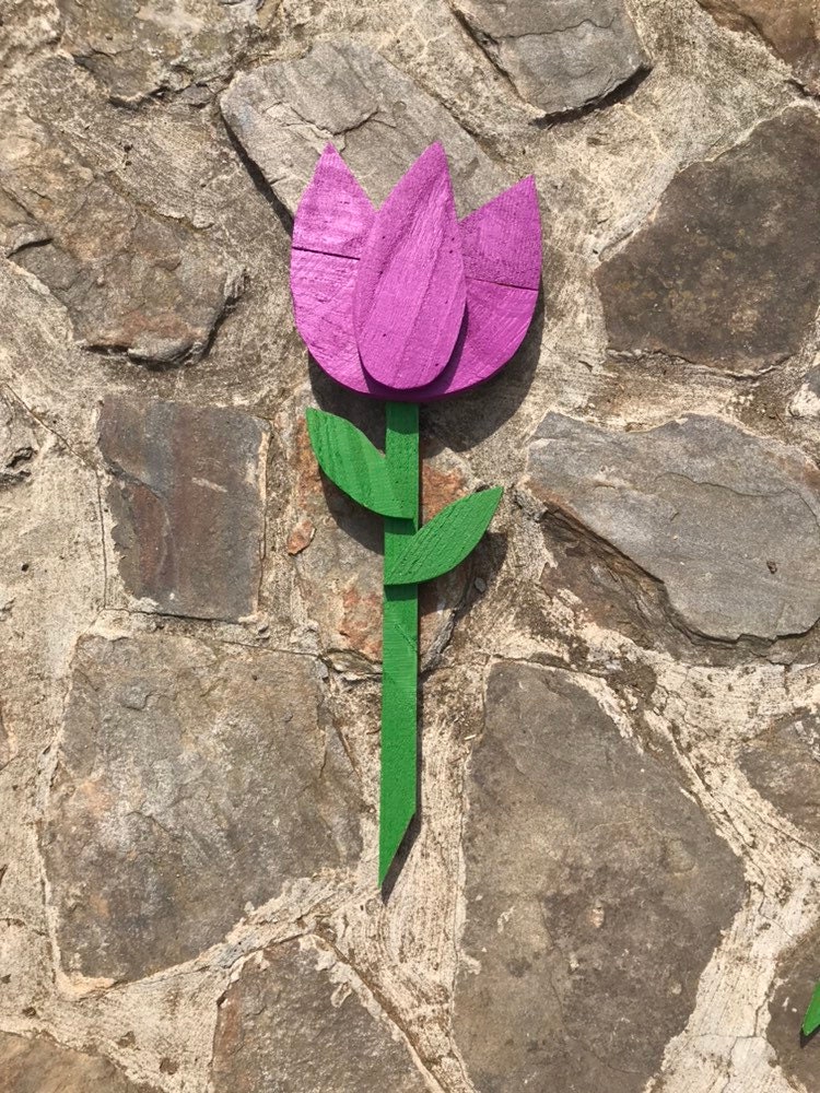 Flower Yard Stakes Spring Yard Stakes Wood Stakes Spring - Etsy