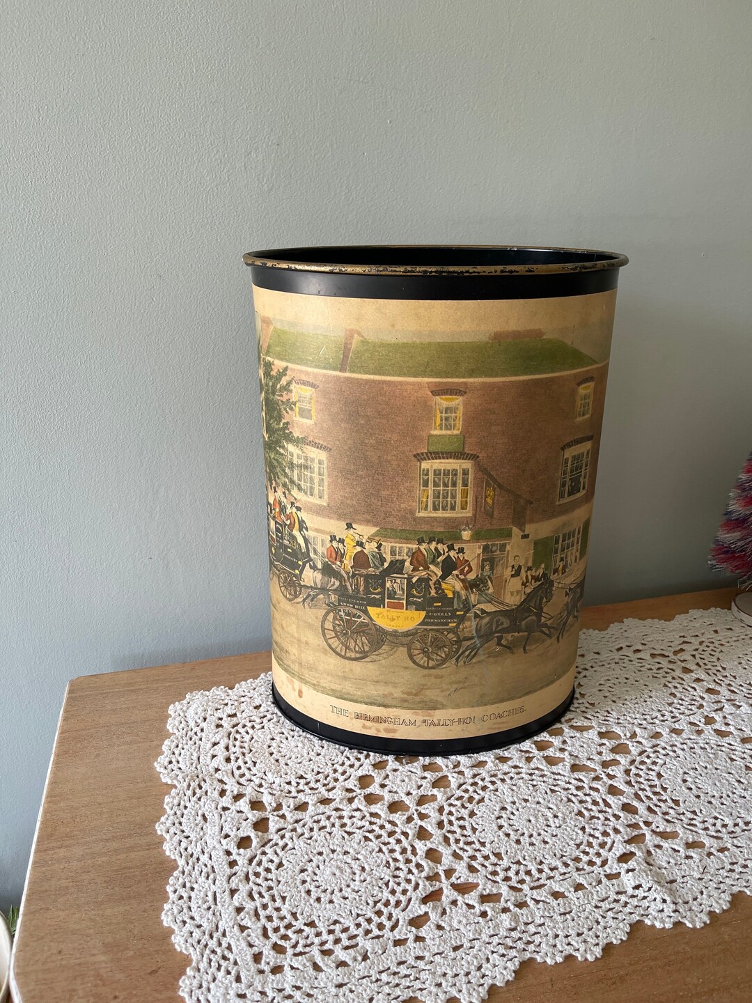 Vintage Trash Can, Vintage Nursery Trash Can, Metal Trash Can, Vintage ...