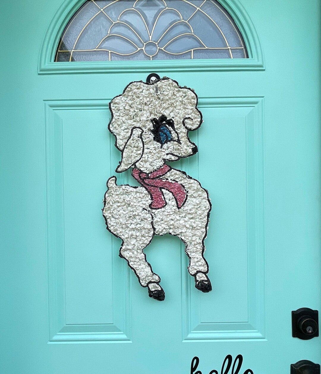 Lamb Popcorn Decoration, Popcorn Lamb, Vintage Door Decorations, Melted ...