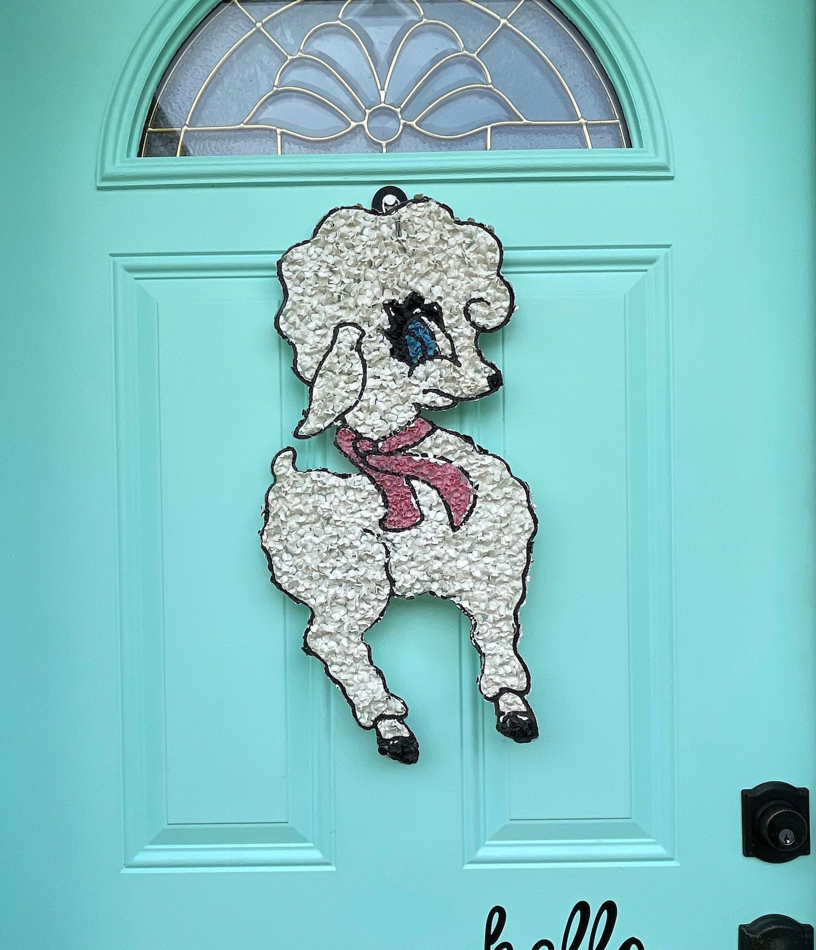 Lamb Popcorn Decoration, Popcorn Lamb, Vintage Door Decorations, Melted ...
