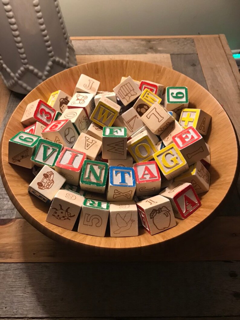 Vintage Blocks Wood Blocks Children Vintage Blocks Nursery | Etsy