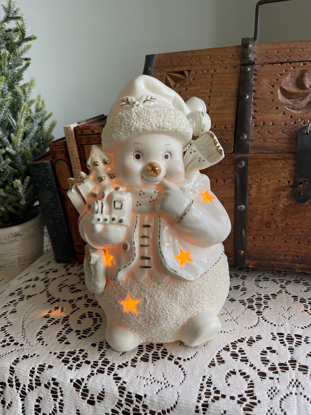 Vintage Ceramic Snowman, Vintage Ceramics, Ceramic Christmas Snowman ...