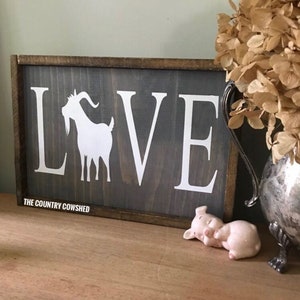 Love Goat Wooden Sign, Farmhouse Animal Art, Handcrafted Gift - Etsy