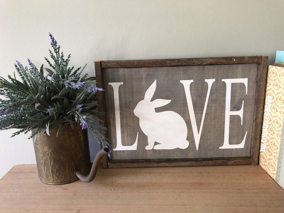 Love Bunny Sign Wooden Bunny Sign Rabbit Sign Farmhouse | Etsy
