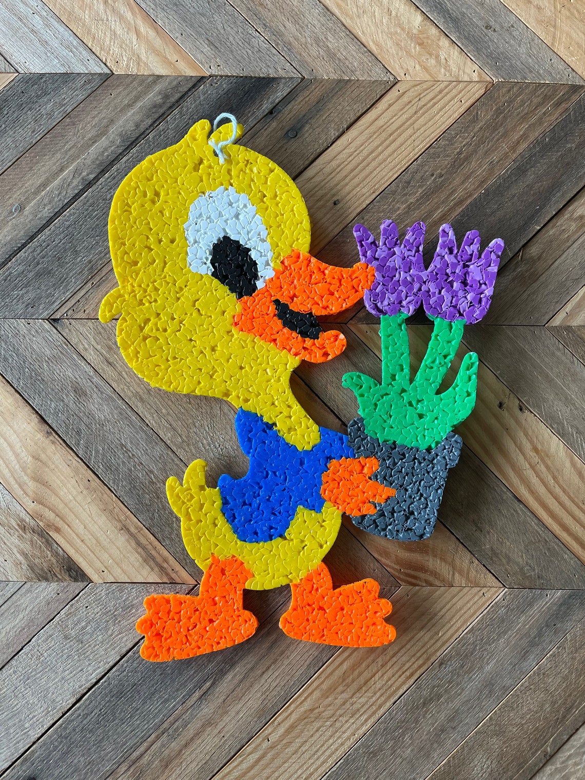 Duck Popcorn With Flowers Popcorn Duck Vintage Door | Etsy