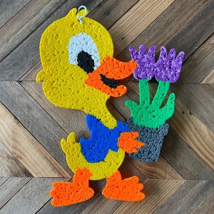 Duck Popcorn With Flowers, Popcorn Duck, Vintage Door Decorations ...