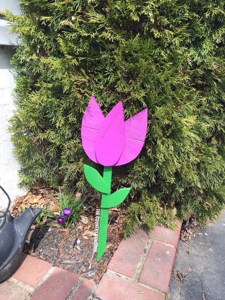 Tulip Yard Stakes Spring Yard Stakes Wood Stakes Spring - Etsy