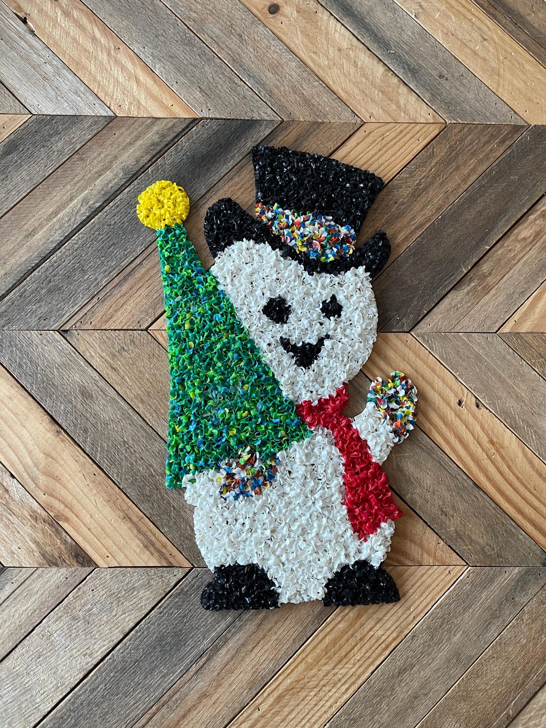 Vintage Popcorn Snowman, Vintage Door Decorations, Retro Popcorn ...