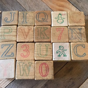 Vintage Blocks, 18 Block Set, Children Vintage Blocks, Nursery Decor ...