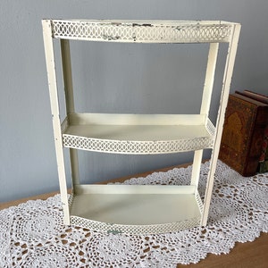 Vintage White Shelf, Vintage Metal Shelf, White Metal Shelf, Vintage ...