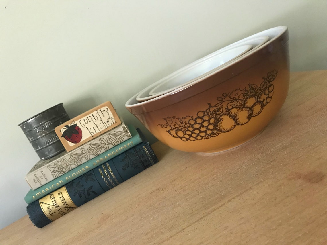 Pyrex Vintage Pyrex Bowl Set Old Orchard harvest pyrex Set | Etsy