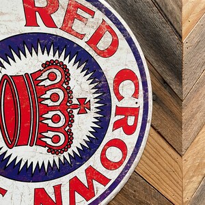 Vintage Inspired Metal Sign, Red Crown Gasoline Sign, Industrial Sign ...