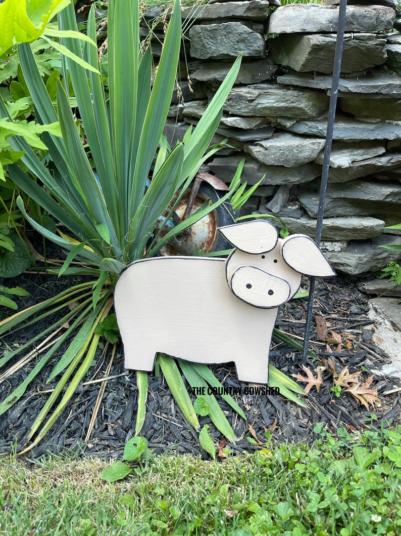 Set of 3 Pig Yard Stakes Spring Yard Stakes Wood Stakes Pig - Etsy