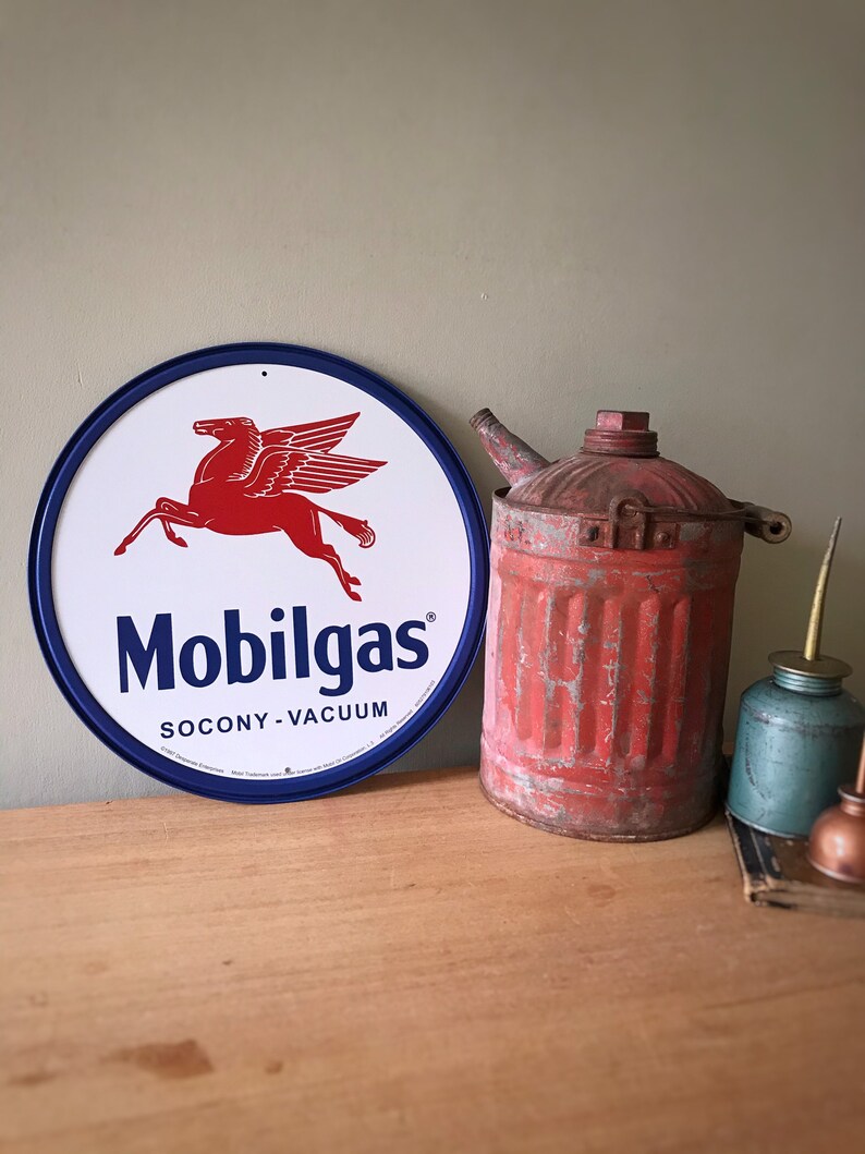 Vintage Inspired Metal Sign, Gas Sign, Industrial Sign, Mobilgas Sign ...