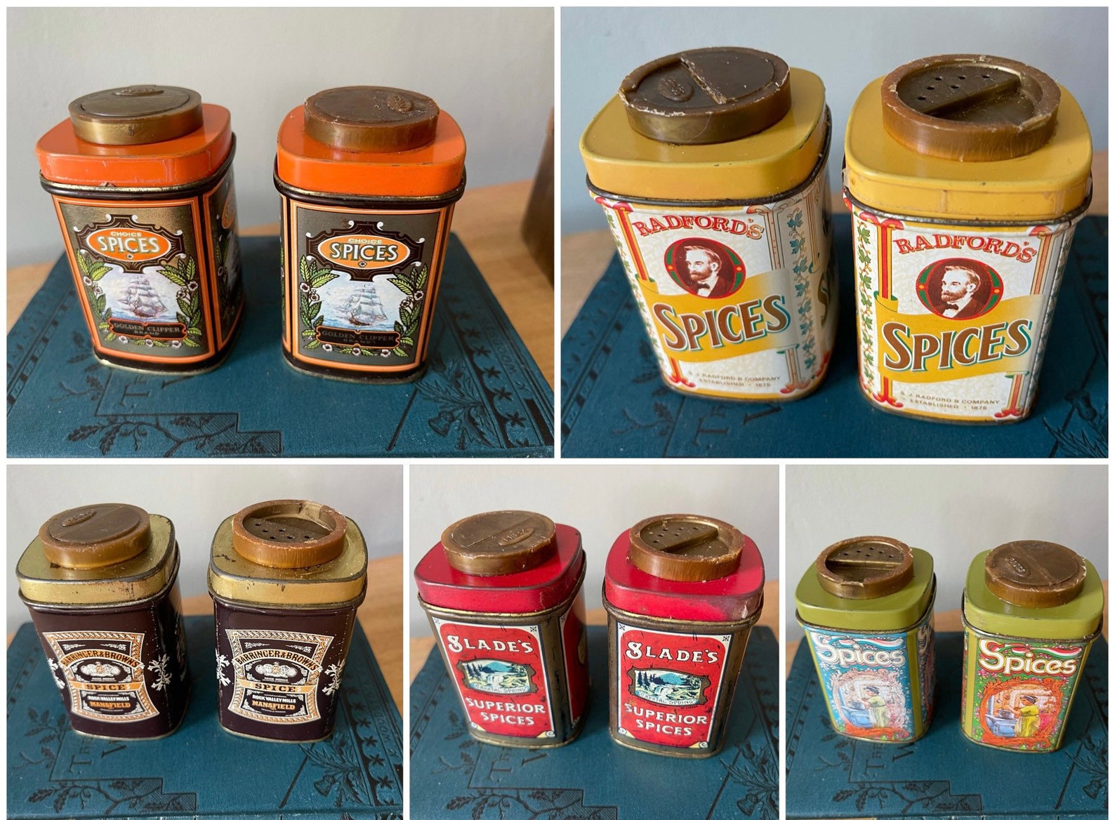 Vintage Spice Rack With Spice Tins Retro Spice Rack Wooden - Etsy