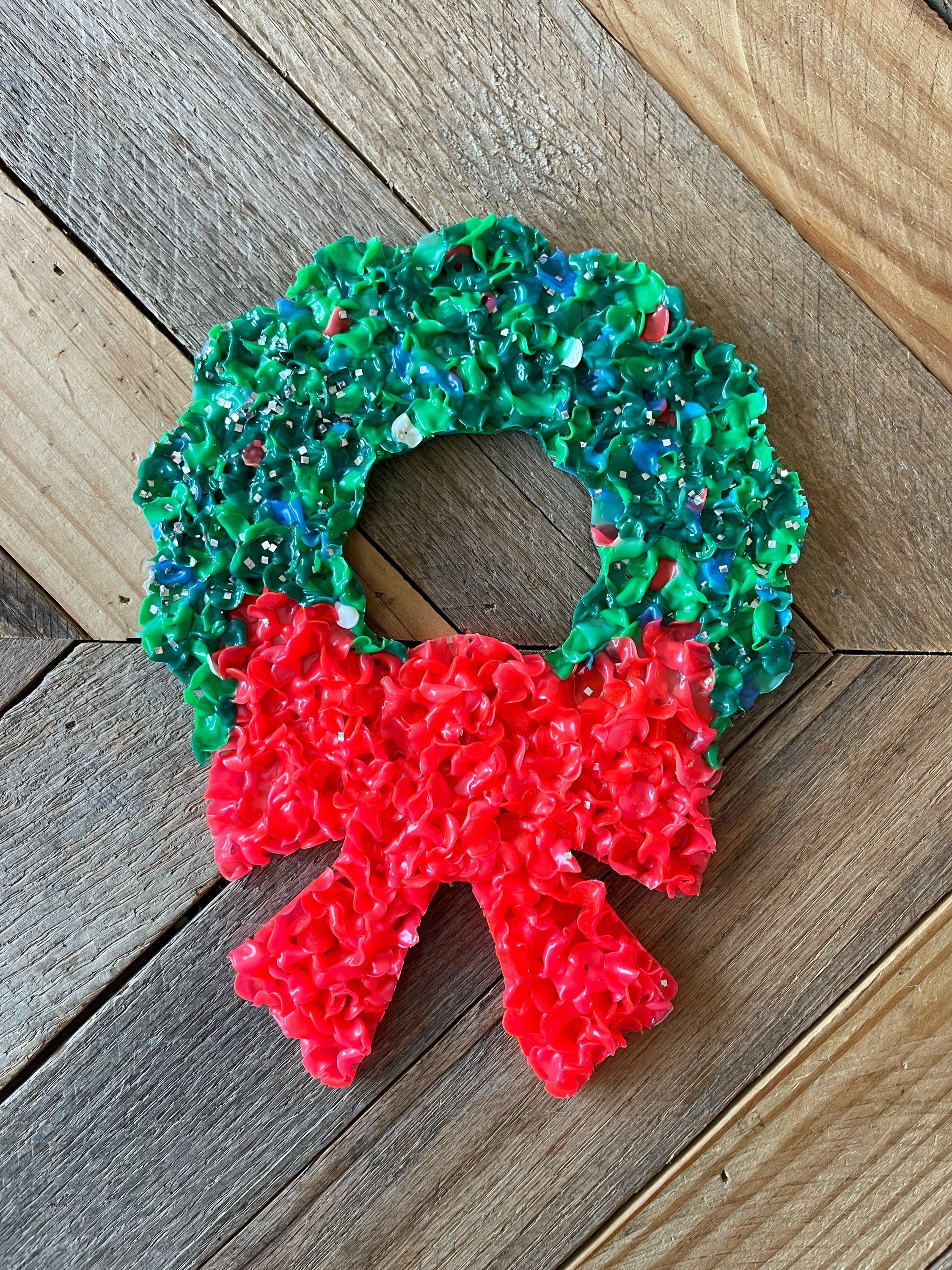 Small Vintage Popcorn Wreath, Vintage Door Decoration, Melted Plastic ...