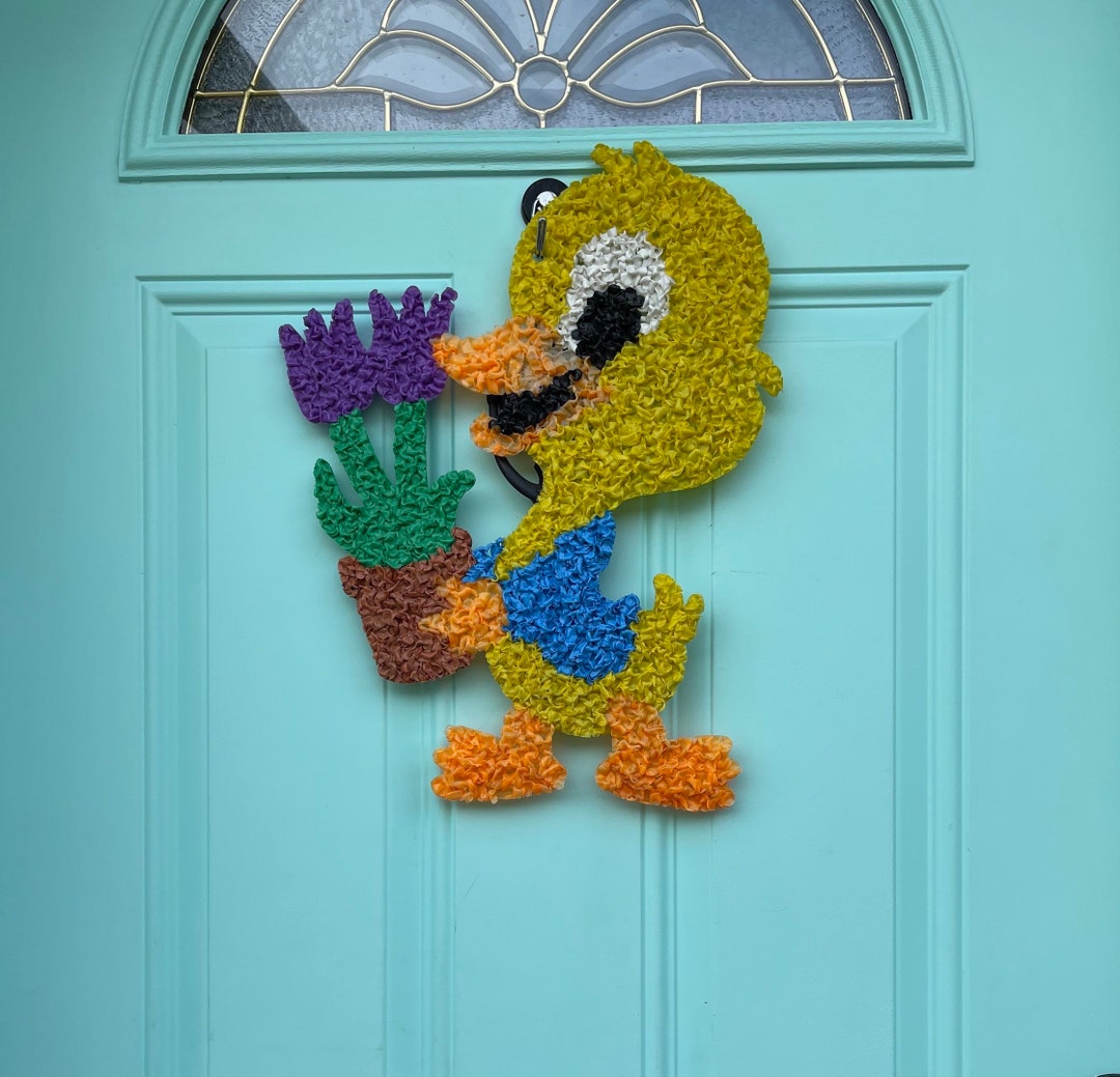 Duck Popcorn With Flowers, Popcorn Duck, Vintage Door Decorations ...
