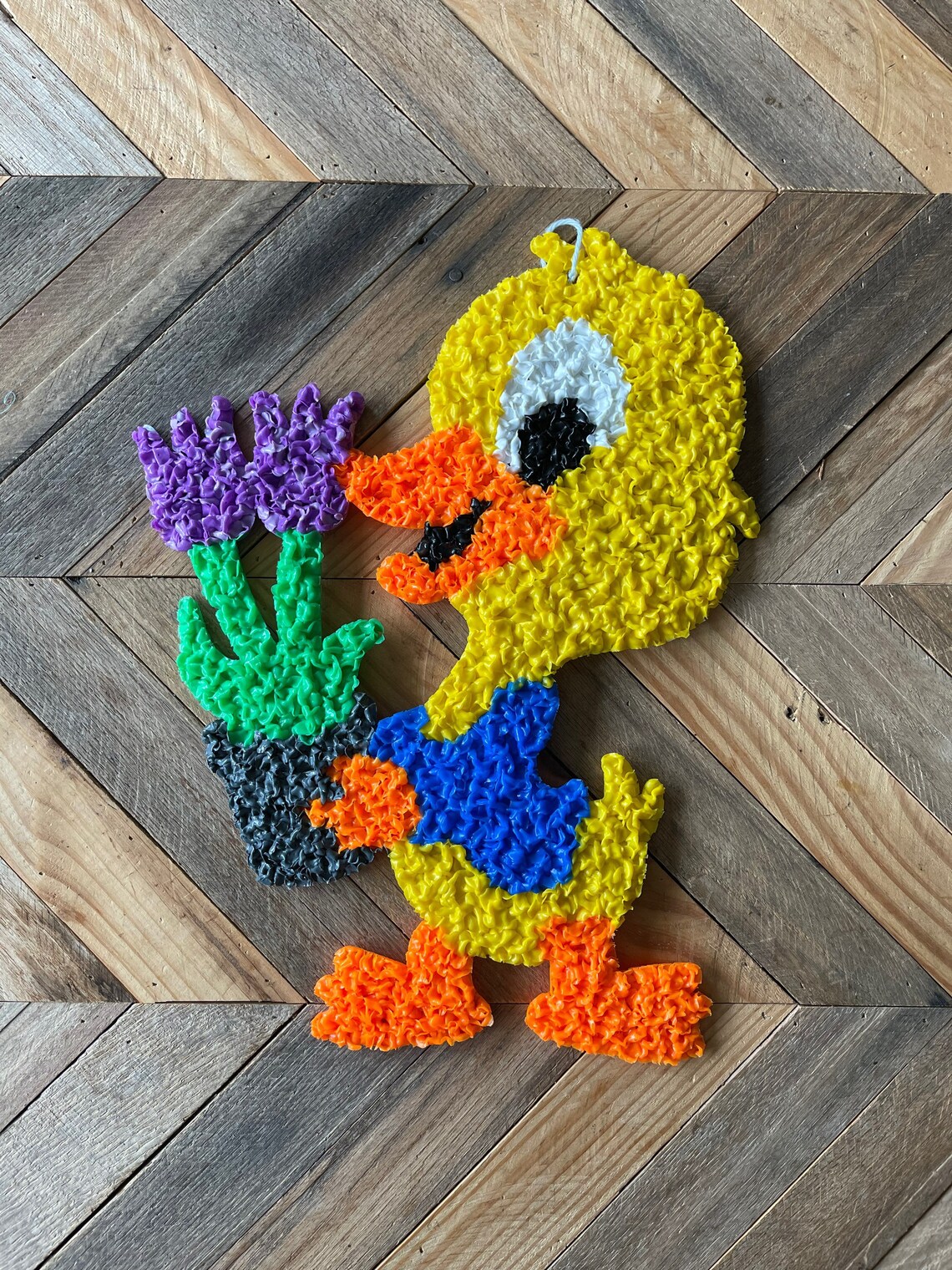 Duck Popcorn With Flowers Popcorn Duck Vintage Door | Etsy