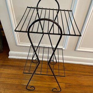 Vintage Black Metal Table, Wired Metal Stand, Vintage Metal Phone Table ...