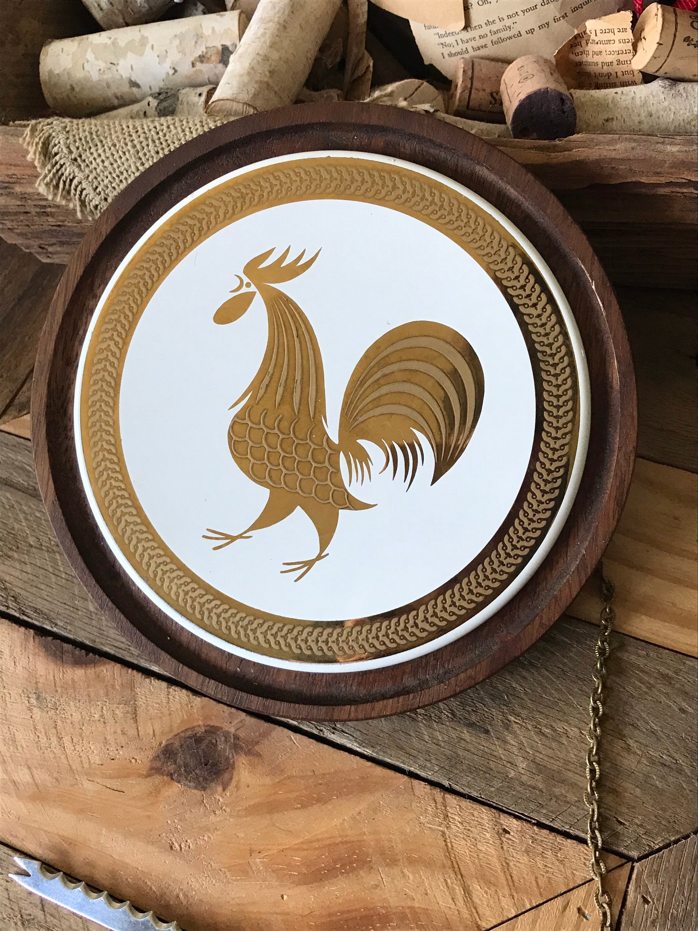 Vintage Rooster Cheese Plate With Glass Dome Lid Vintage | Etsy