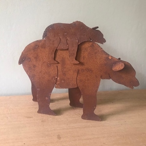 Rusty Bear, Bear Decor, Medium Rusty Metal Bear, Bear Lover Gift ...