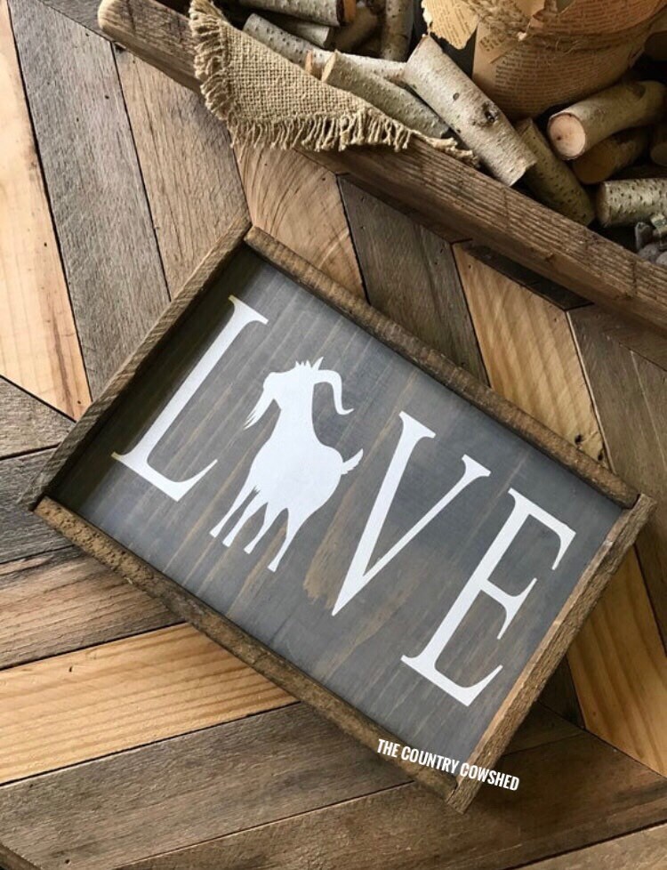 Love Goat Wooden Sign, Farmhouse Animal Art, Handcrafted Gift - Etsy