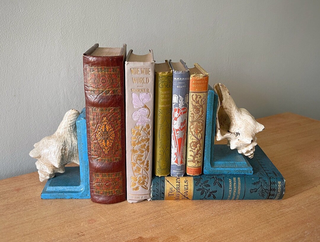 Vintage Seashell Bookends, Wrought Iron Seashell Bookends, Boho Decor ...