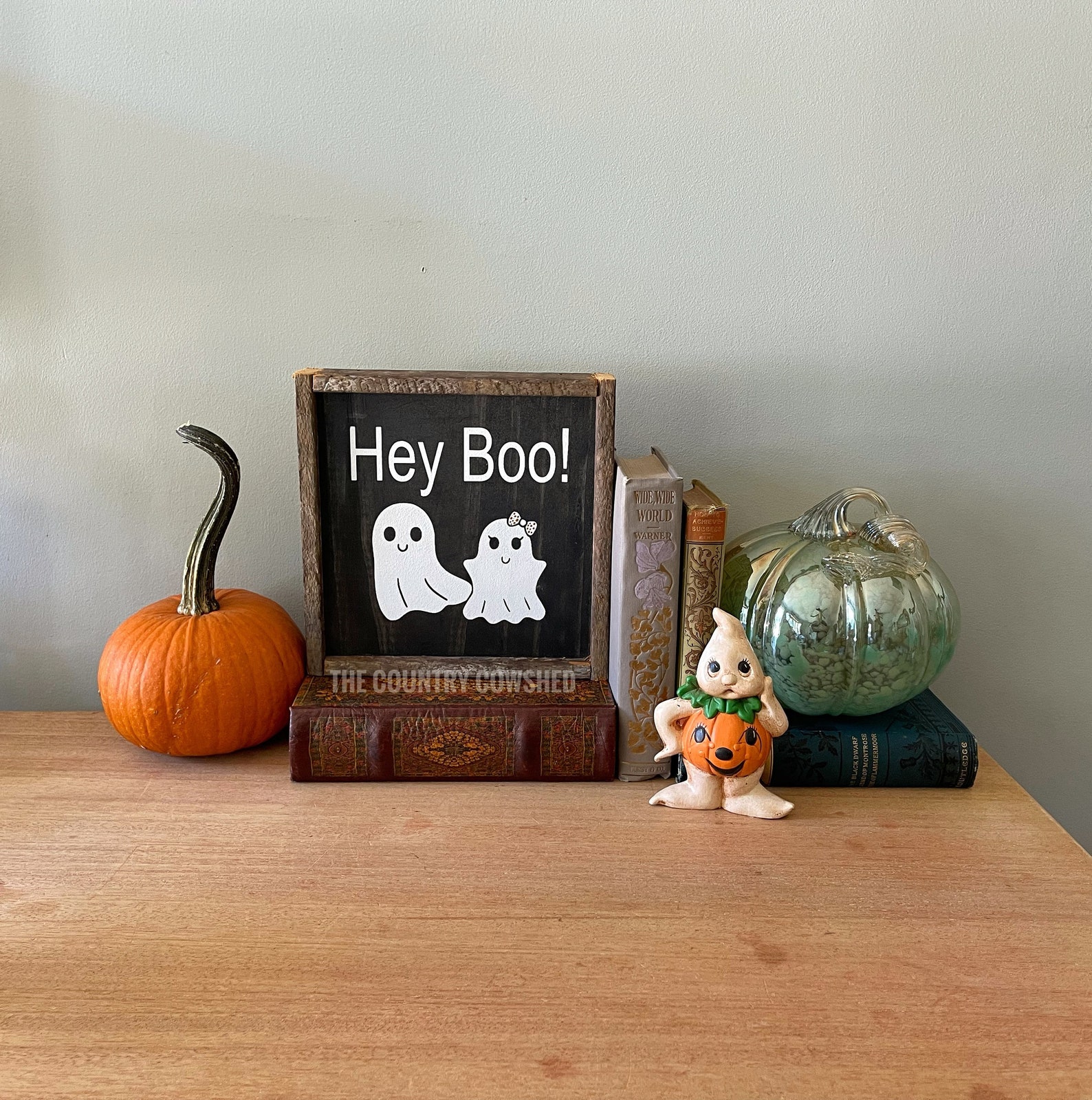 Hey Boo Sign, Halloween Sign, Love Ghost Sign, Hey Boo, Wooden Sign ...