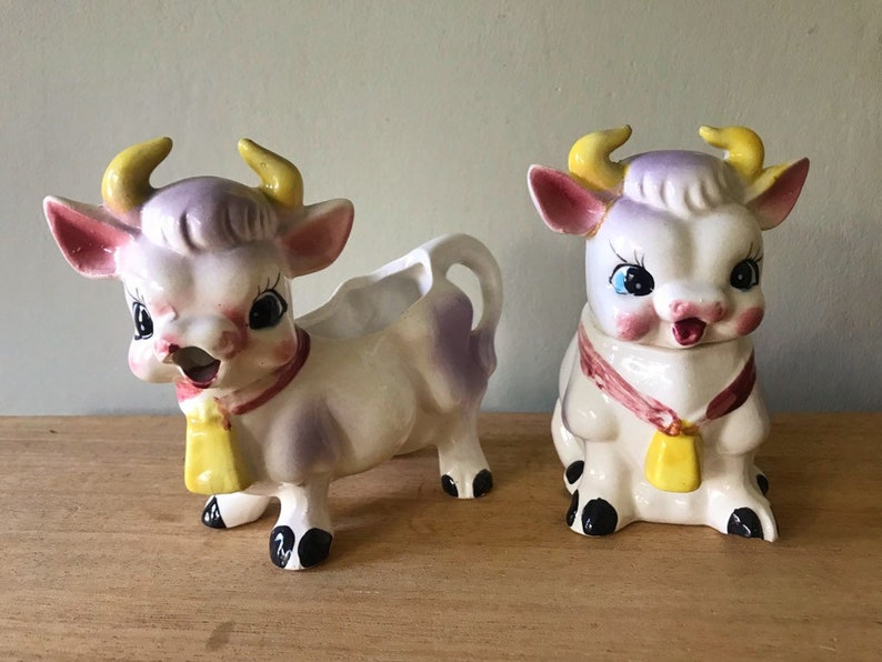 Vintage Purple Cow Creamer Ceramic Creamer Set Farmhouse | Etsy