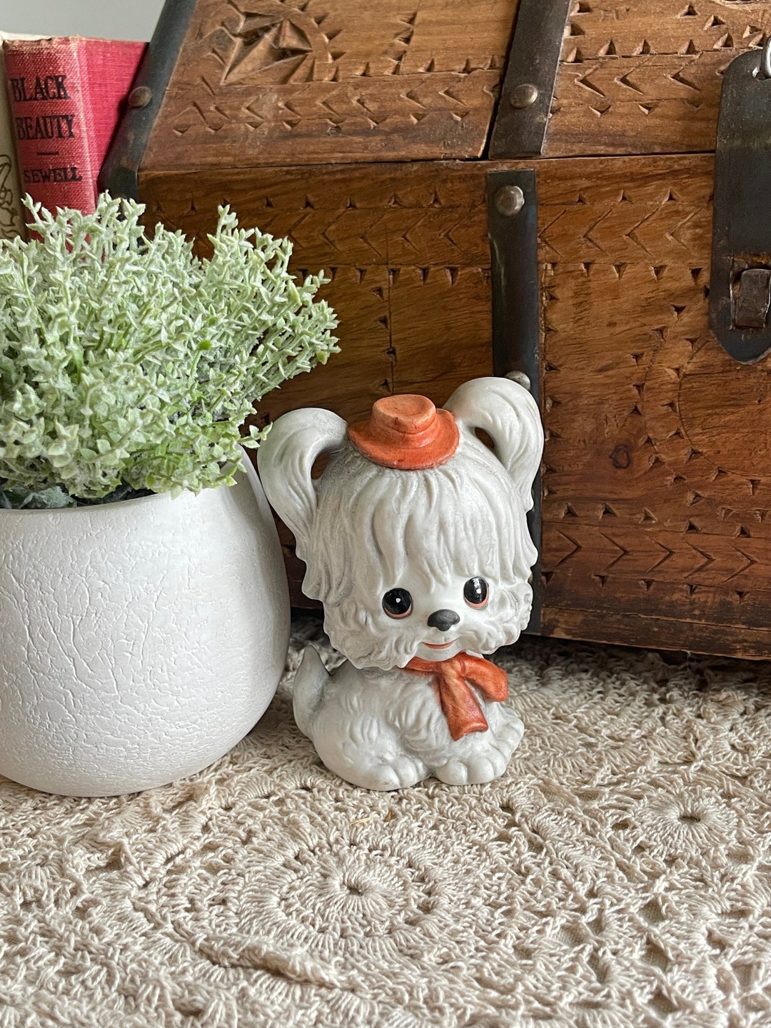 Vintage Ceramic Dog, Small Ceramic Dog Figurine, Unique Ceramic Dog ...