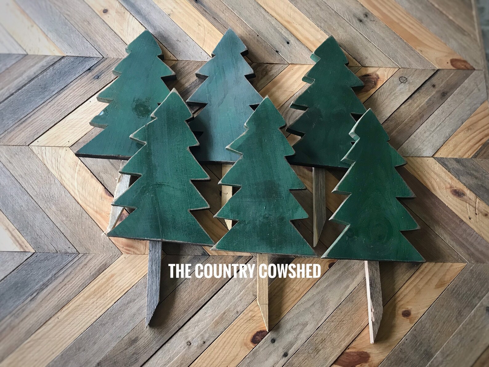 Set of 6 Medium Reclaimed Wooden Christmas Tree Yard Stakes | Etsy