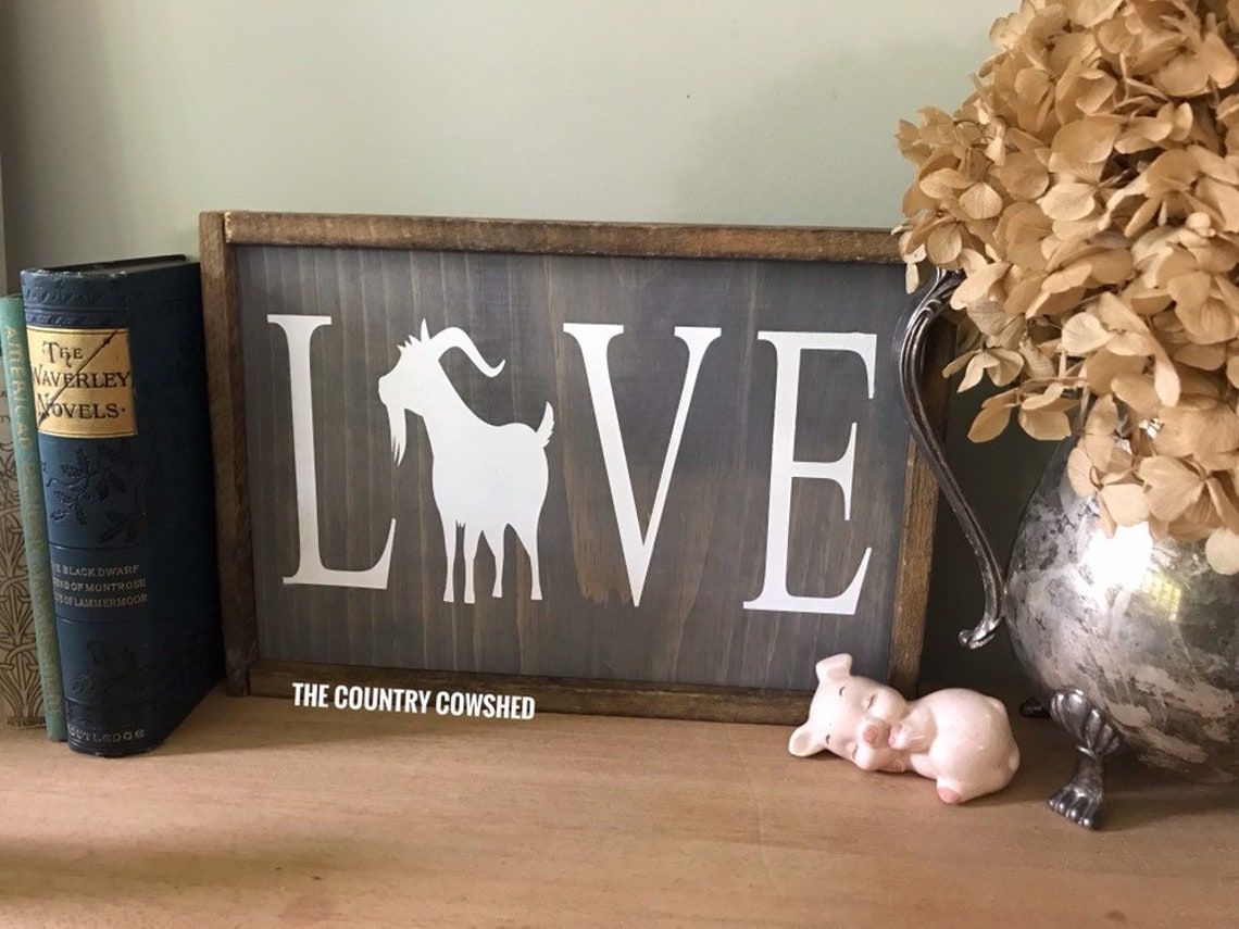 Love Goat Wooden Sign, Farmhouse Animal Art, Handcrafted Gift - Etsy