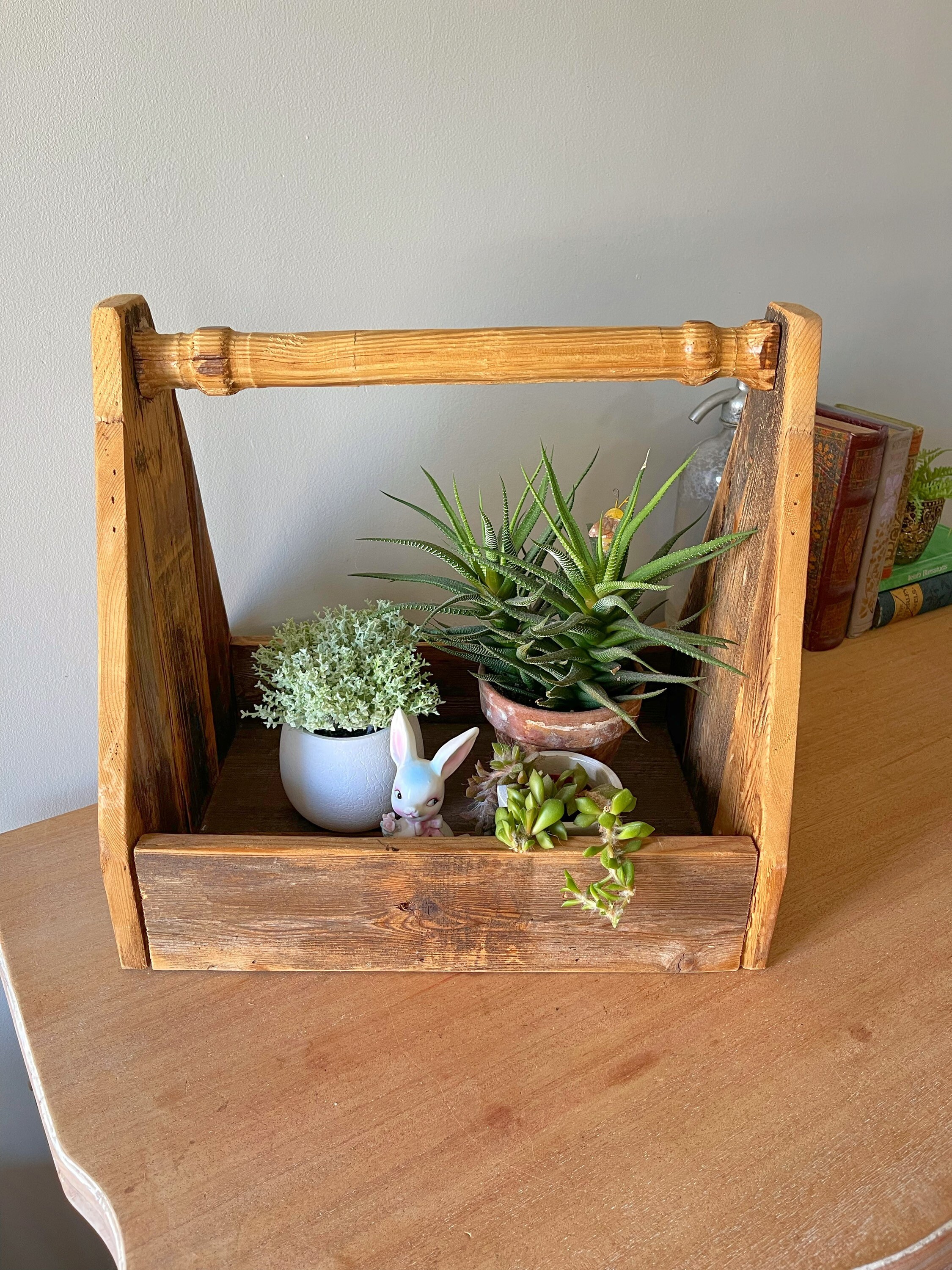 Reclaimed Wooden Tote, Farmhouse Tote, Succulent Planter, Primitive ...