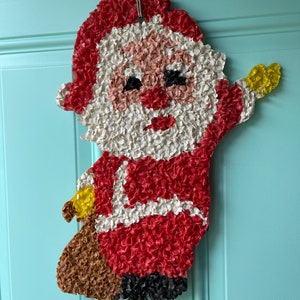 Santa Door Decoration, Melted Plastic Popcorn Wall, Vintage Door ...