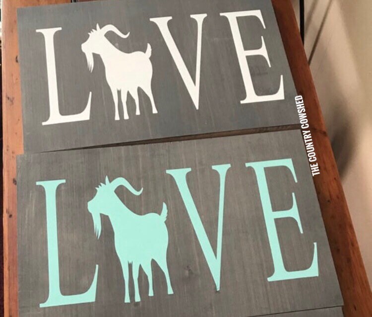 Love Goat Wooden Sign, Farmhouse Animal Art, Handcrafted Gift - Etsy