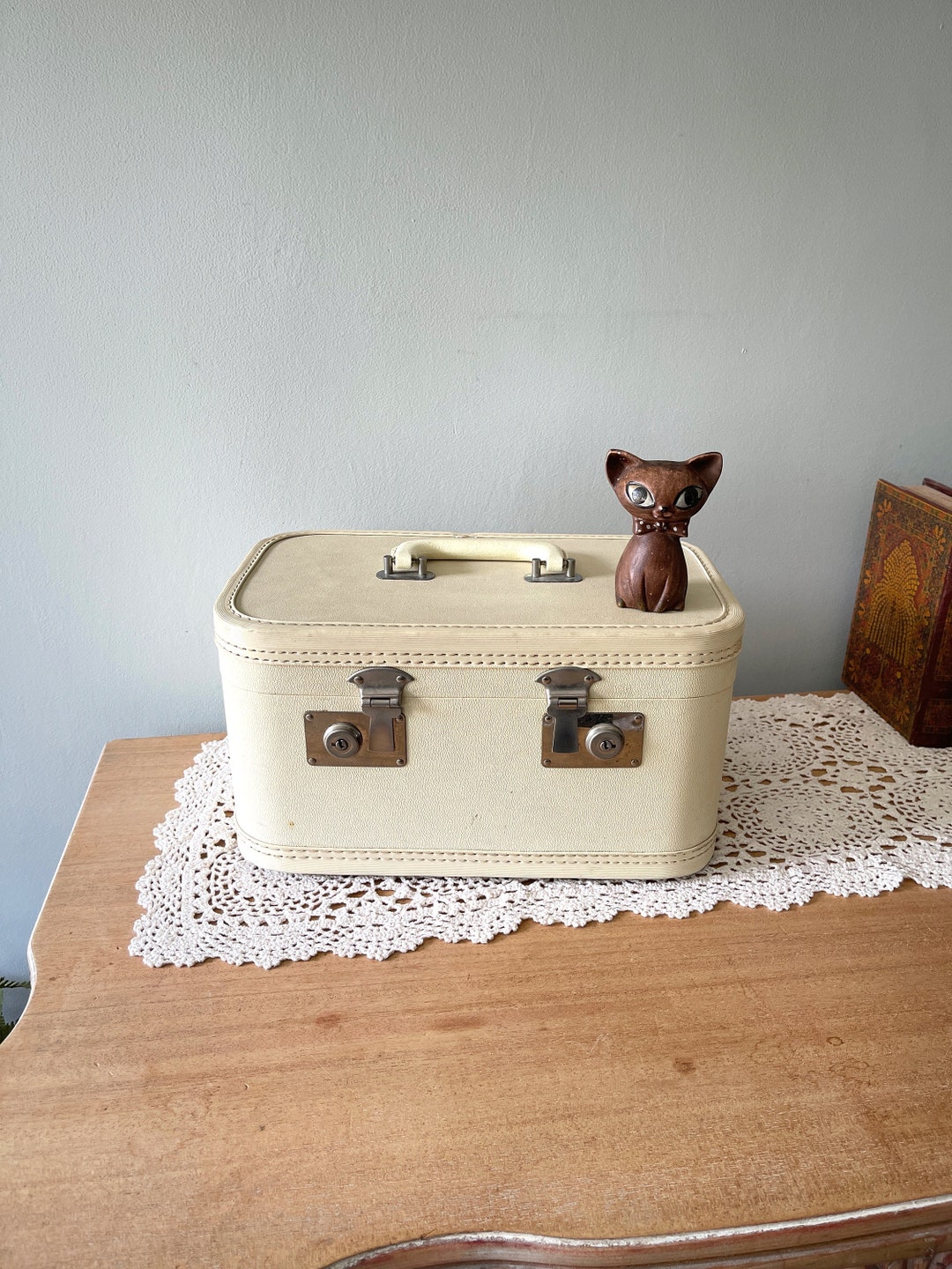 Cream Train Case, off White Travel Case, Retro Train Case, Gift for ...