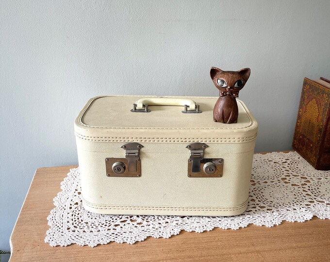 Cream Train Case, off White Travel Case, Retro Train Case, Gift for ...